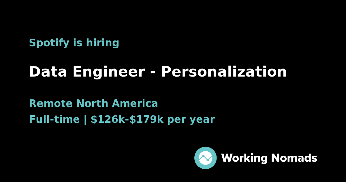 Data Engineer - Personalization at Spotify | Working Nomads