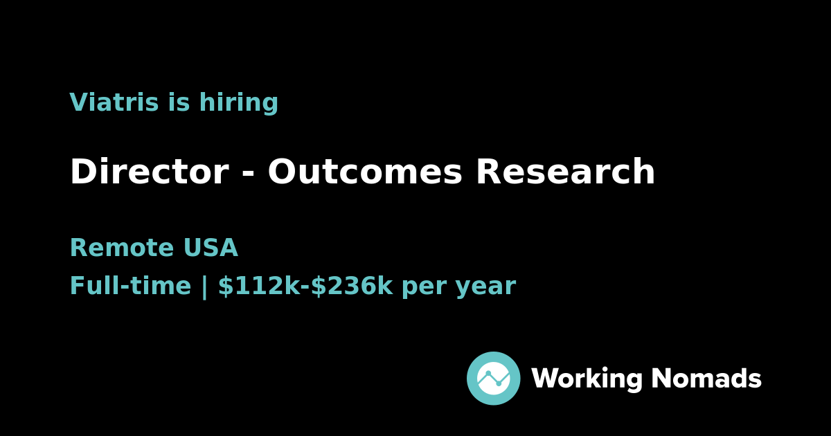Director - Outcomes Research at Viatris | Working Nomads