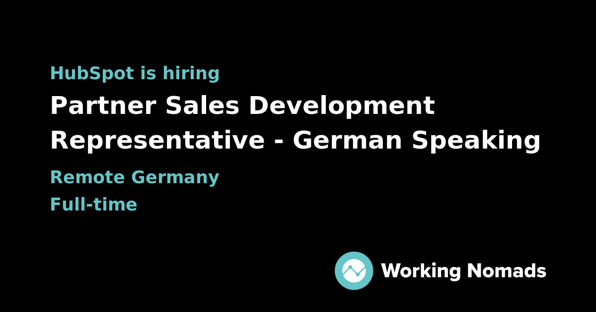 Partner Sales Development Representative - German Speaking at HubSpot ...