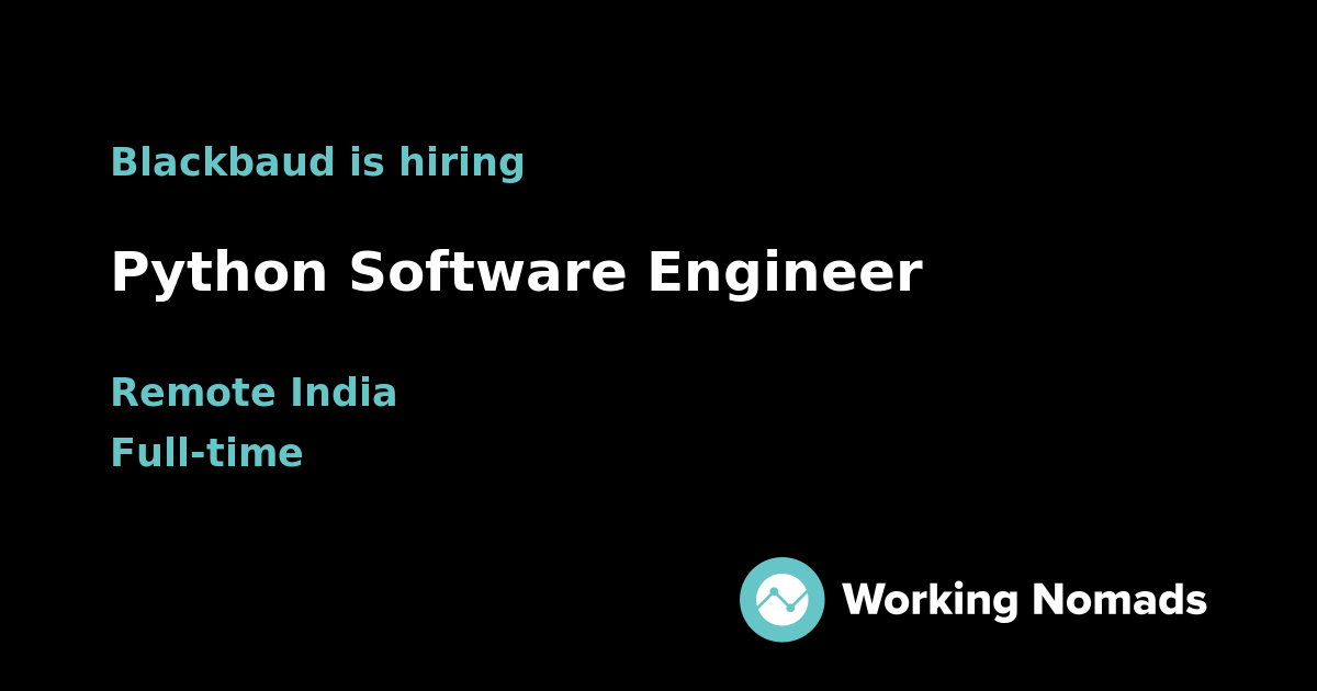 Python Software Engineer at Blackbaud | Working Nomads