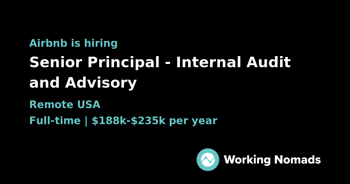 Senior Principal - Internal Audit and Advisory at Airbnb | Working Nomads