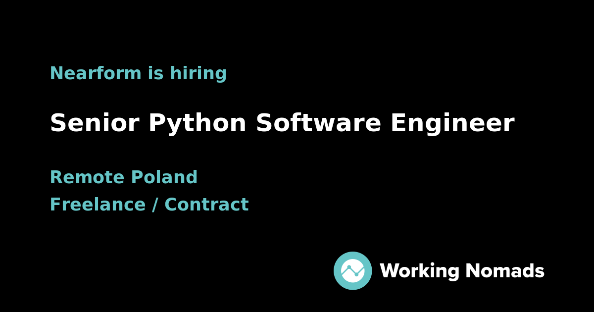 Senior Python Software Engineer at Nearform | Working Nomads