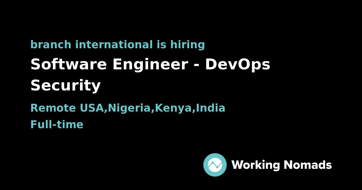 Software Engineer - DevOps Security at branch international | Working ...
