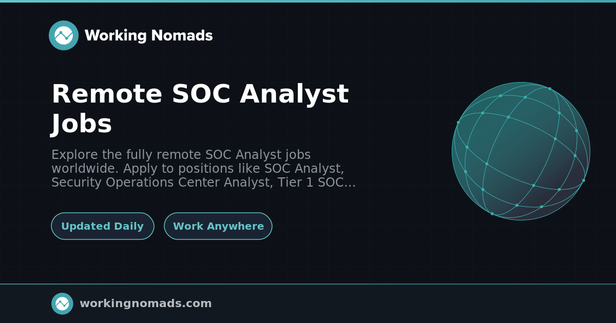 Remote SOC Analyst Jobs | Working Nomads
